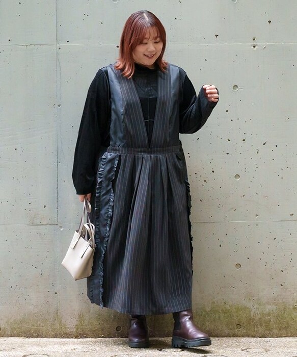 アズノゥアズオオラカ（AS KNOW AS olaca）/【大きいサイズ】シマシマフリフリＯＰ