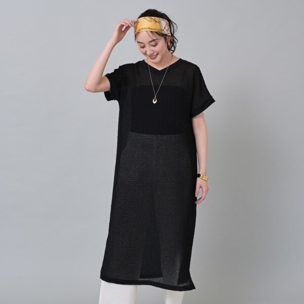 アンタイトル（UNTITLED）/【トレンド／シアー／ストレッチ】シアーサッカーワンピース