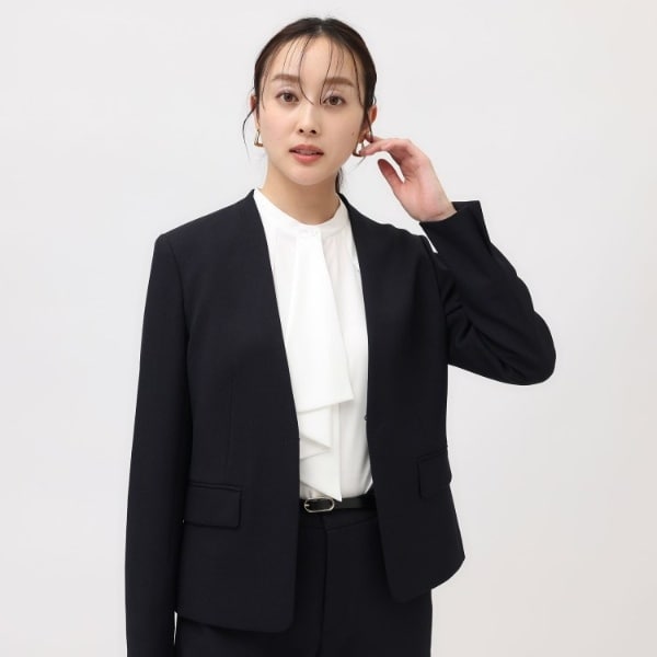 アンタイトル（UNTITLED）/【通勤スーツ入卒セレモニー】ウーステッドカルゼ カラーレスジャケット
