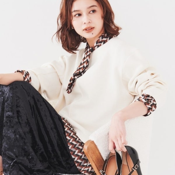 アンタイトル（UNTITLED）/【洗える】ウェーブ調ジャージトップス