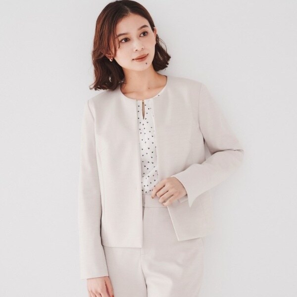 アンタイトル（UNTITLED）/【通勤スーツ】ウール混ジャージ ノーカラージャケット