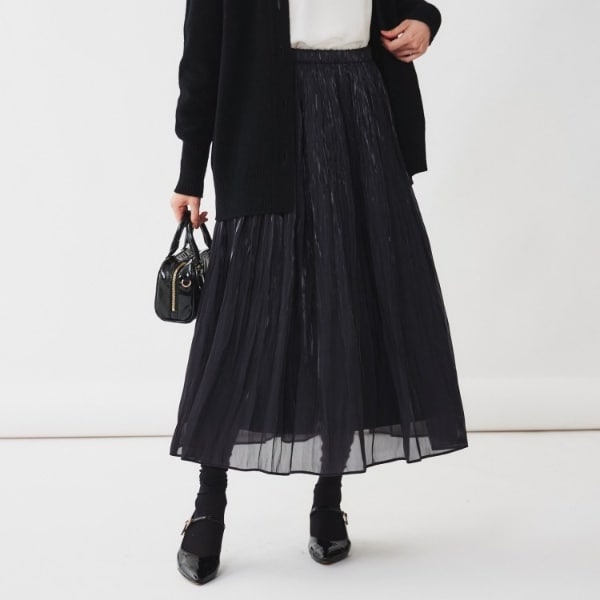 アンタイトル（UNTITLED）/【ウエストゴム洗える】シアープリーツスカート