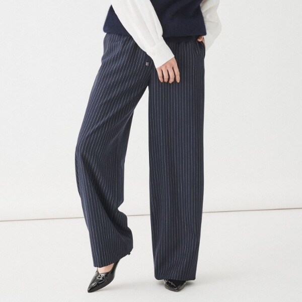 アンタイトル（UNTITLED）/【ウエストゴムワイド】ストライプイージーパンツ