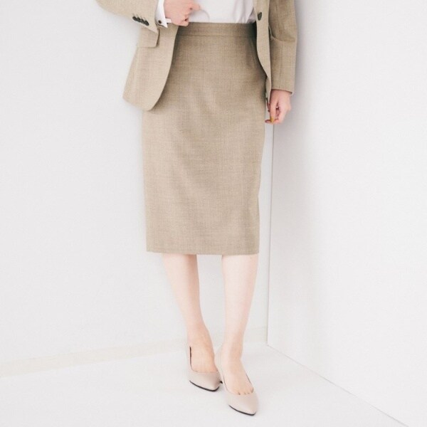 アンタイトル（UNTITLED）/【日本製通勤スーツ】ウーステッドフラノ タイトスカート