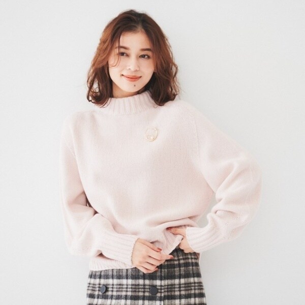 アンタイトル（UNTITLED）/【洗える】ミドルゲージ モックネックニット