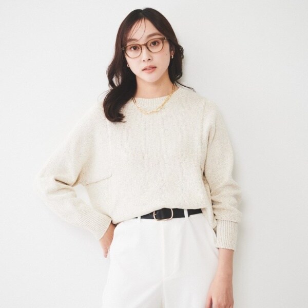 アンタイトル（UNTITLED）/【ゆったり洗える】ラメ入りローゲージニット