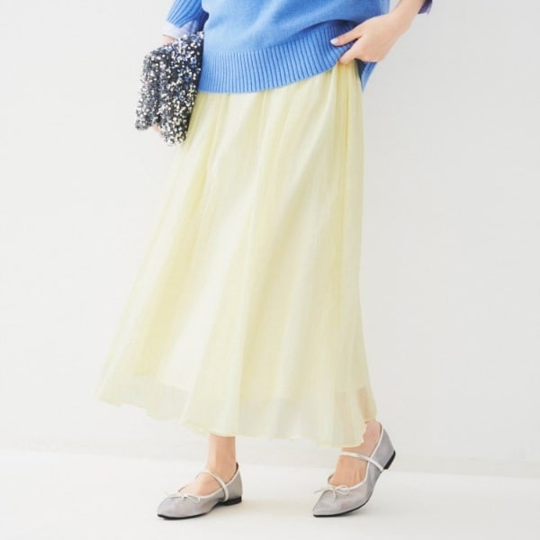 アンタイトル（UNTITLED）/【後ろウエストゴム洗える】シアーローンロングスカート