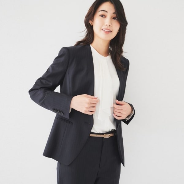 アンタイトル（UNTITLED）/【通勤スーツ】ウーステッド カラーレスジャケット