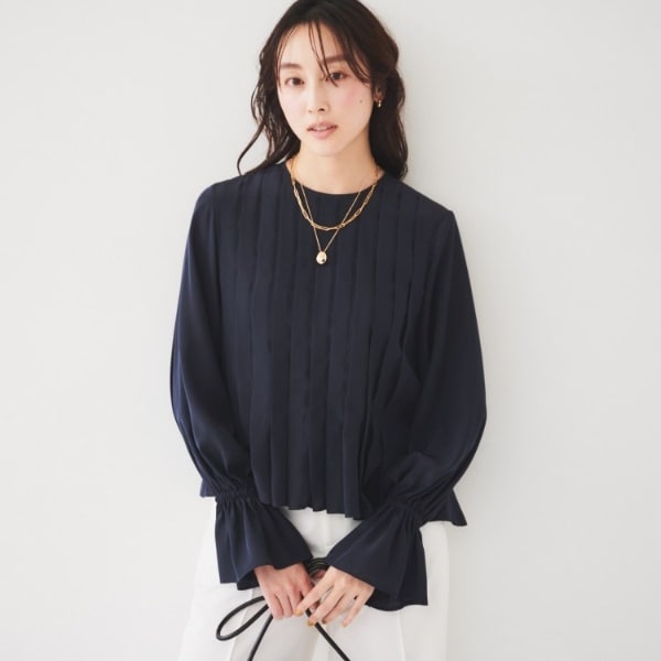 アンタイトル（UNTITLED）/【光沢オンオフ使える】フロントタックブラウス