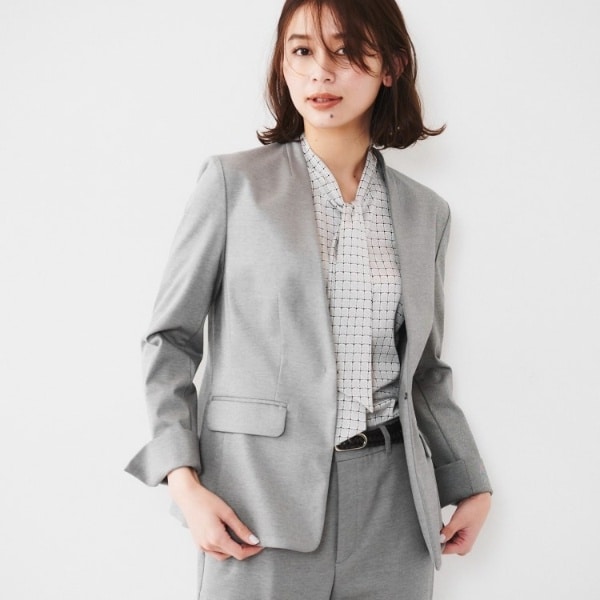 アンタイトル（UNTITLED）/【通勤スーツ】コットン混ジャージ カラーレスジャケット