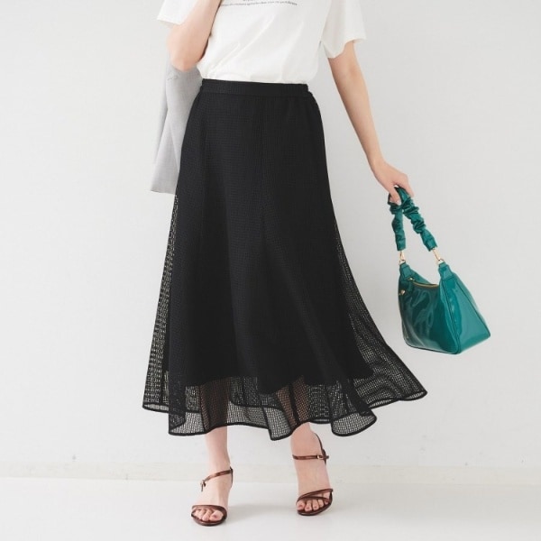 アンタイトル（UNTITLED）/【手洗い可トレンド】メッシュフレアスカート