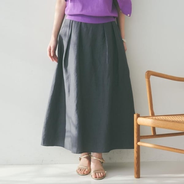 アンタイトル（UNTITLED）/【セットアップ可能手洗い可】リネン混フレアスカート