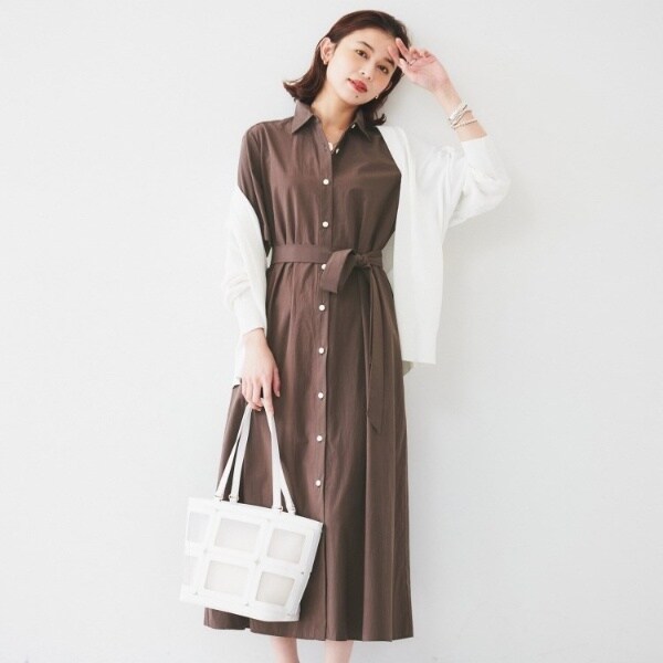 アンタイトル（UNTITLED）/【コットン100／前開き／夏ワンピ】ロングシャツワンピース