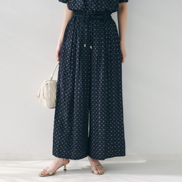 アンタイトル（UNTITLED）/【セットアップ可能ウエストゴム】小紋柄パンツ