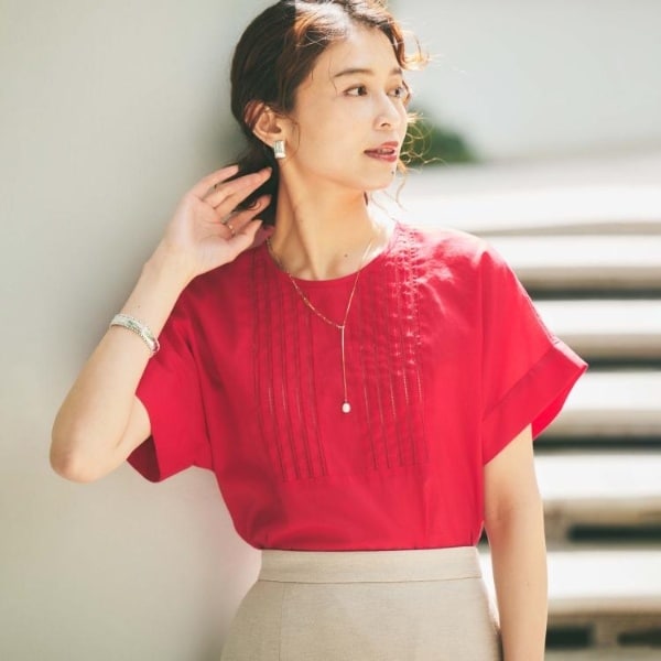 アンタイトル（UNTITLED）/【洗える】コットンピンタックブラウス