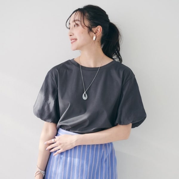 アンタイトル（UNTITLED）/【二の腕カバー洗える】袖シアーバルーンプルオーバー