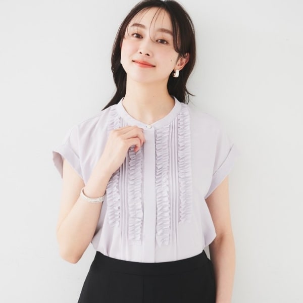 アンタイトル（UNTITLED）/【吸水速乾UVケア】フィブリルフリルブラウス