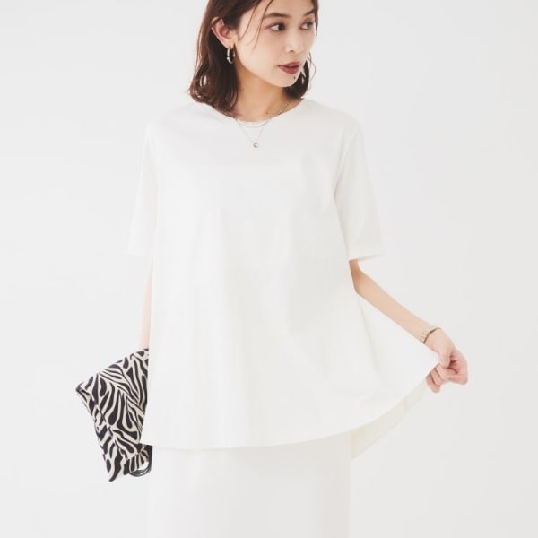 アンタイトル（UNTITLED）/【UVカット接触冷感Tシャツ】異素材ドッキングペプラム