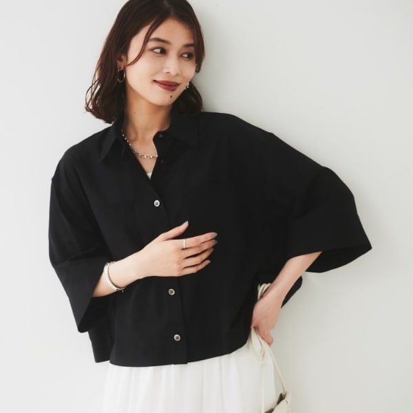 アンタイトル（UNTITLED）/【前開き洗える】ショート丈シアーシャツ