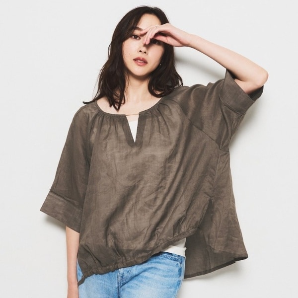 アンタイトル（UNTITLED）/【SEADRAKE】ペーパーリネンデザインブラウス