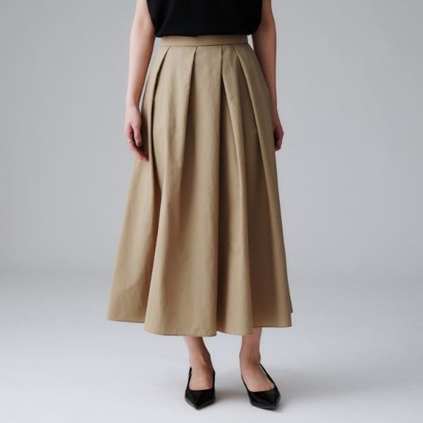 アンタイトル（UNTITLED）/【はっ水ナイロン後ろウエストゴム】タスランフレアスカート