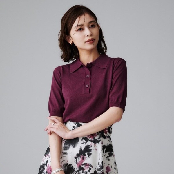 アンタイトル（UNTITLED）/【秋のトレンドきれいめ】5分袖ポロニット