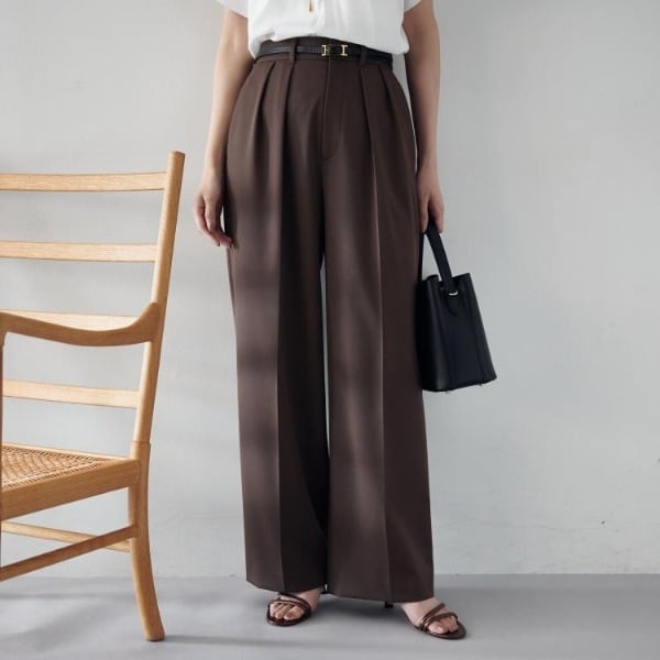 アンタイトル（UNTITLED）/【はっ水後ろウエストゴムリラクシー】ストレッチ2タックワイドパンツ