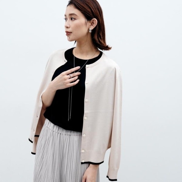 アンタイトル（UNTITLED）/【朝晩の羽織にアンサンブル可薄手】ベーシッククルーネックカーディガン