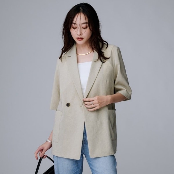 アンタイトル（UNTITLED）/【吸水速乾洗える】ハーフスリーブジャケット