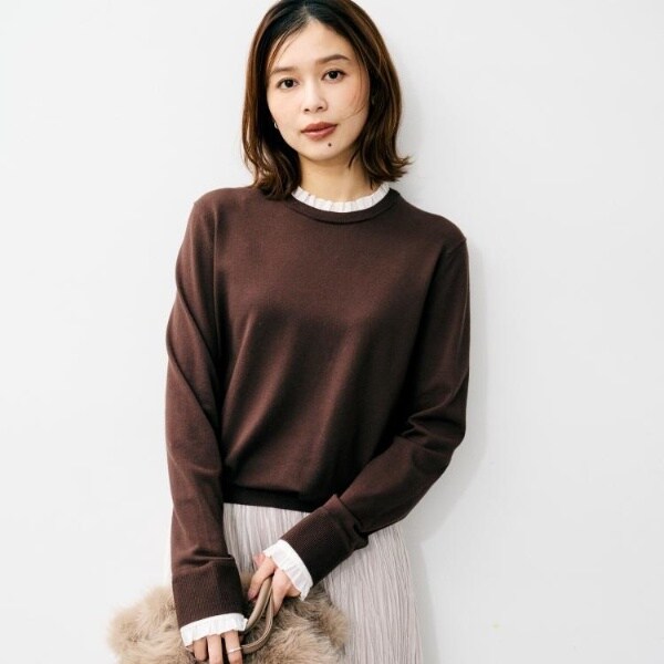 アンタイトル（UNTITLED）/【フリル取り外し可きれいめエレガント】フリルシャツレイヤード風ニット