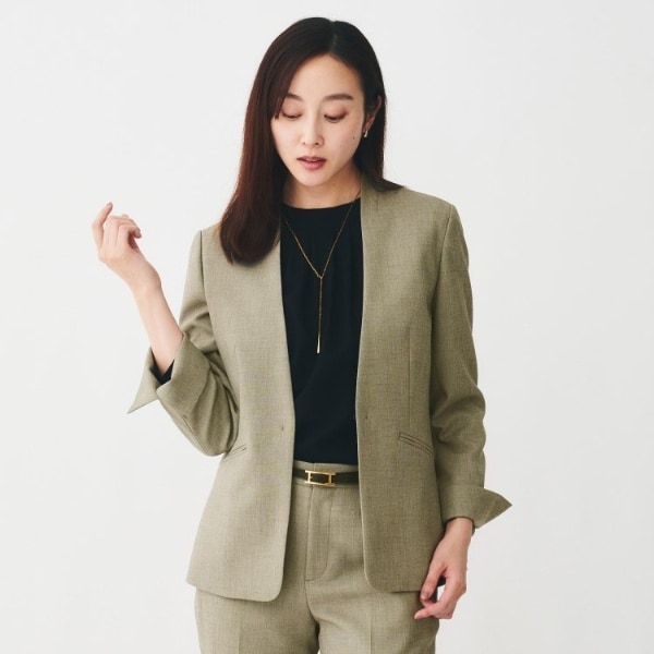 アンタイトル（UNTITLED）/【通勤スーツオフィス】ドライメランジ カラーレスジャケット