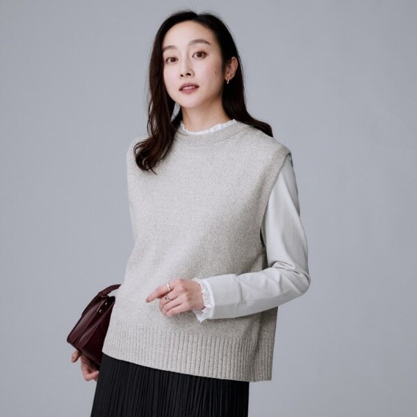 アンタイトル（UNTITLED）/【重ね着レイヤードに】杢調ニットベスト