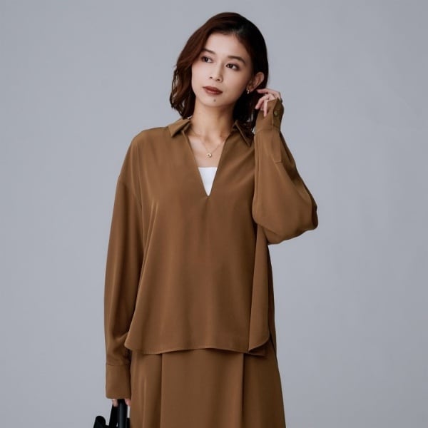 アンタイトル（UNTITLED）/【セットアップ可スキッパーゆったり】リラクパウダーシャツ