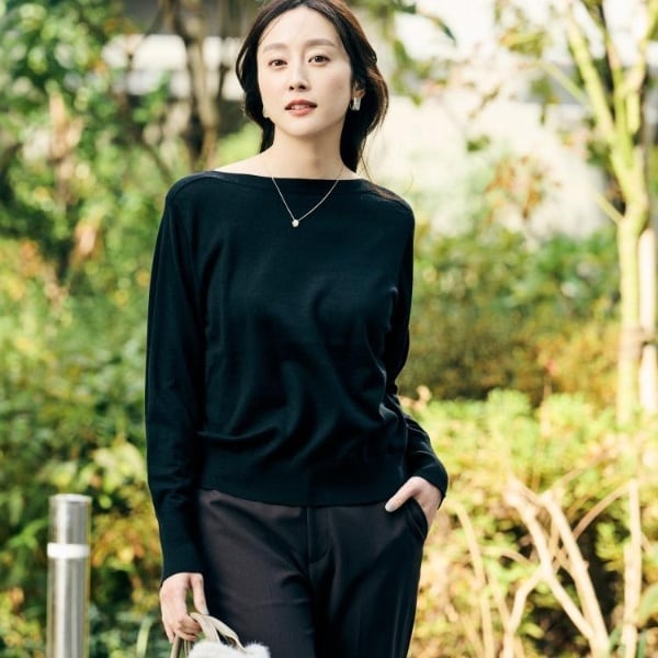 アンタイトル（UNTITLED）/【アンサンブル可薄手オフィス】シルクウールカシミヤ ドルマンスリーブニット