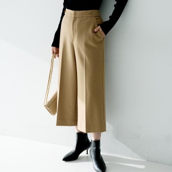 アンタイトル（UNTITLED）/【ウール100ウエスト後ろゴム】 クロップドワイドパンツ