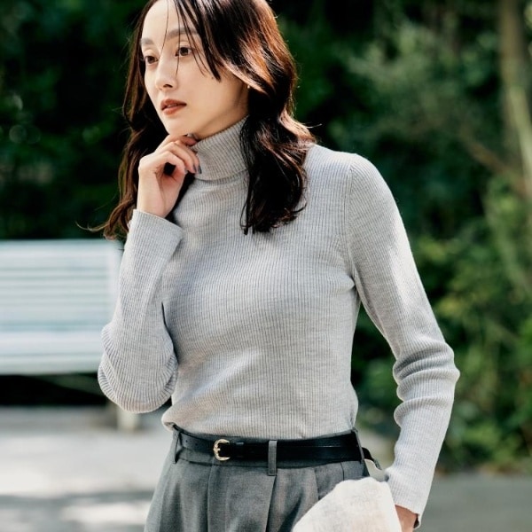 アンタイトル（UNTITLED）/リブタートルネックウールニット