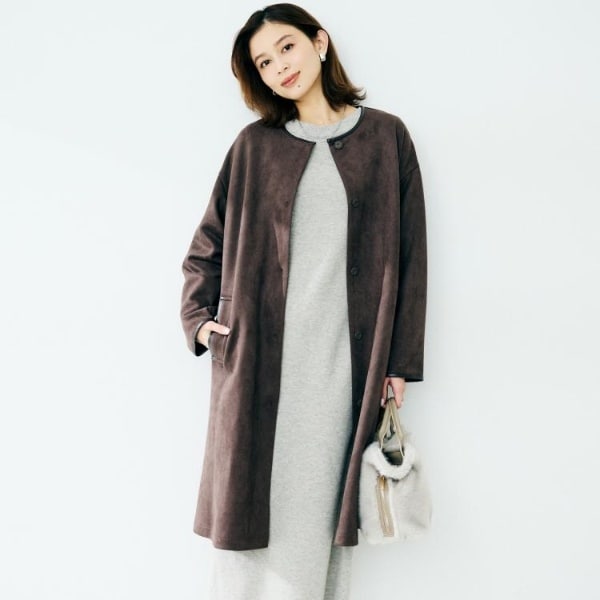アンタイトル（UNTITLED）/【洗える軽羽織り】マシュマロタッチ　スエード調コート