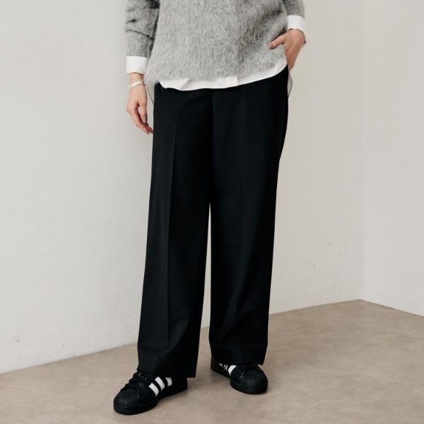 アンタイトル（UNTITLED）/【暖か素材ストレッチ性】裏起毛ワイドパンツ