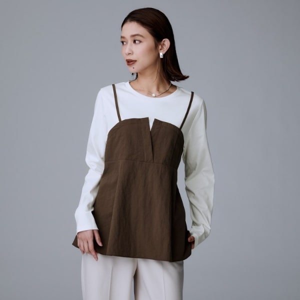 アンタイトル（UNTITLED）/【洗えるゆったりシルエット】ビスチェドッキング　プルオーバー