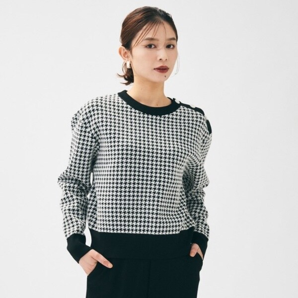 アンタイトル（UNTITLED）/【一枚で着映えコンパクト丈】チドリジャカード プルオーバー