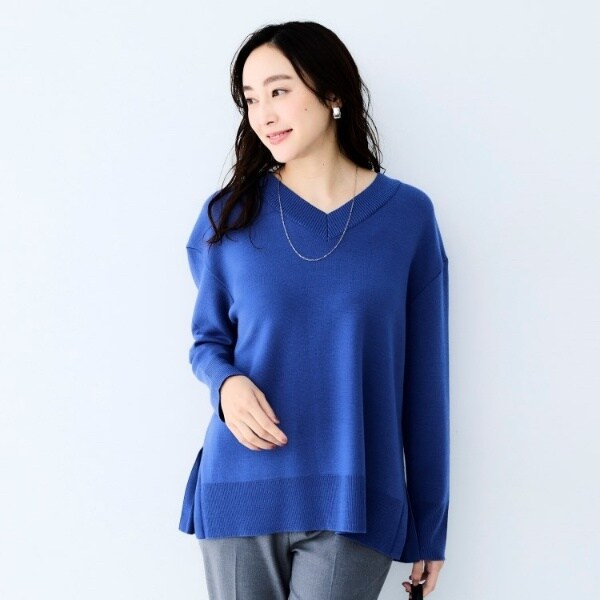 【NEW】アンタイトル（UNTITLED）/サイドスリットVネックニット