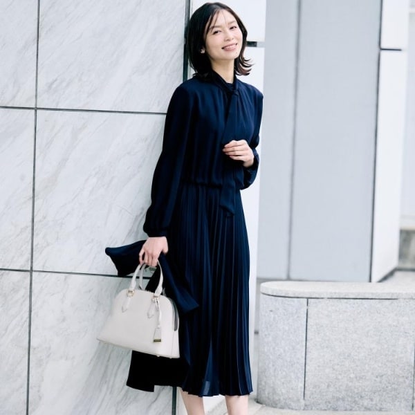 【NEW】アンタイトル（UNTITLED）/ボウタイ プリーツワンピース