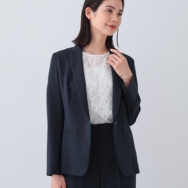 インディヴィ（INDIVI）/【定番スーツ／UVケア／洗える】ウール調テーラードジャケット