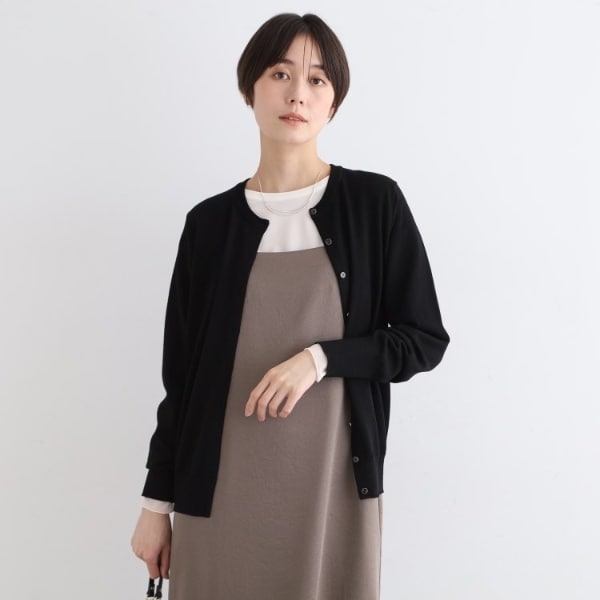 インディヴィ（INDIVI）/【ウール100アンサンブル可】エクストラファインメリノ クルーネックカーディガンニット