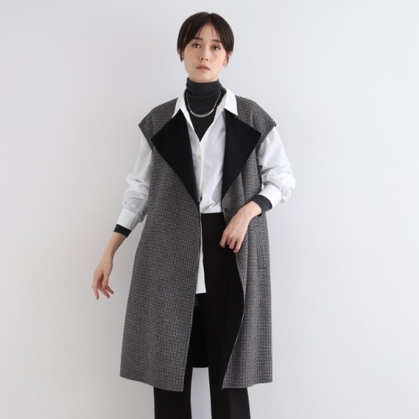 インディヴィ（INDIVI）/【ウール混／トレンド】リバージレコート