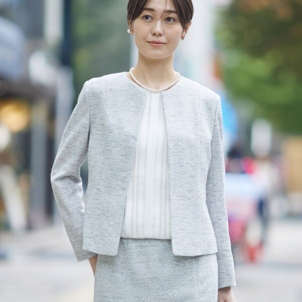 インディヴィ（INDIVI）/【洗える】ストレッチツィードジャケット