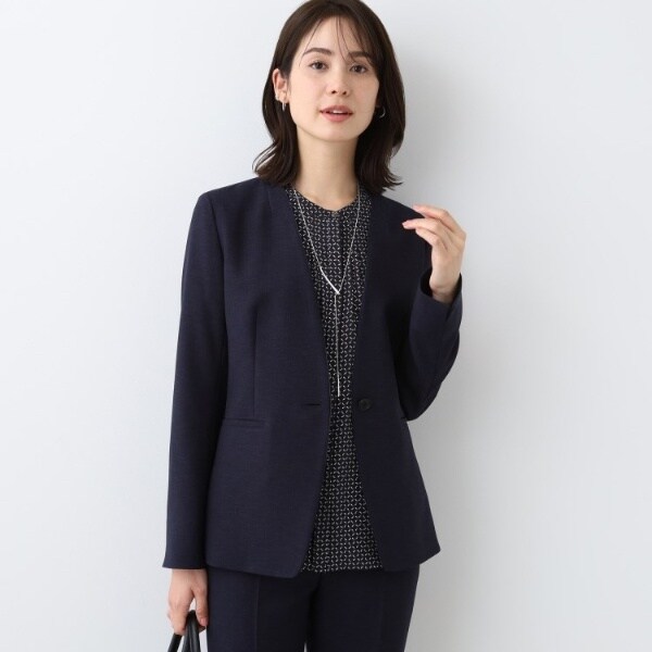 インディヴィ（INDIVI）/【洗える／スーツ】ノーカラージャケット