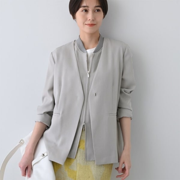 インディヴィ（INDIVI）/【洗える／バックシャン】ハンサムノーカラージャケット