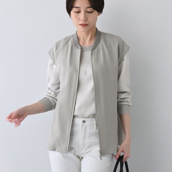 インディヴィ（INDIVI）/【洗える】スポーティーミックスジレブラウス