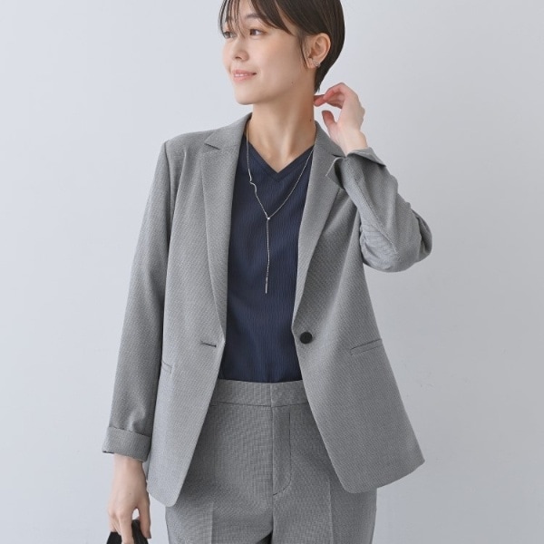 インディヴィ（INDIVI）/【洗える／夏スーツ】ミニ千鳥柄テーラードカラージャケット